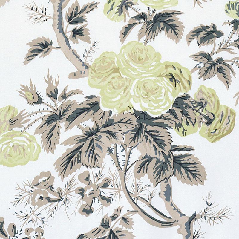 Pyne Hollyhock - Green Tea Fabrics | Schumacher