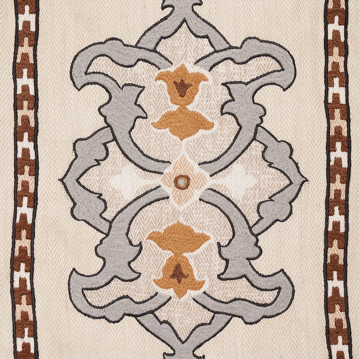 Temara Hand Embroidered Print - Natural Fabrics | Schumacher