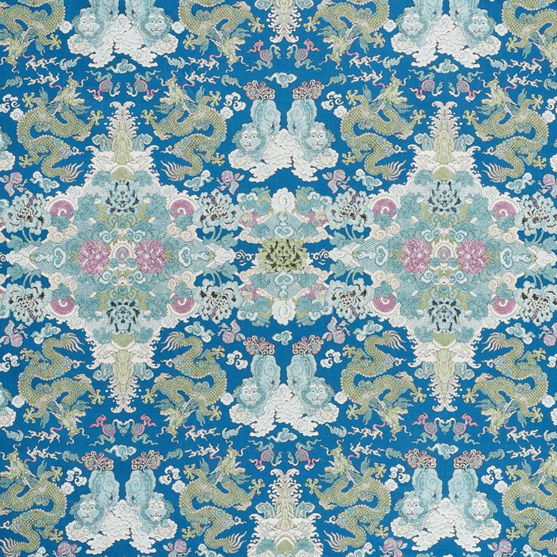 Magic Mountain Dragon - Blue Fabrics | Schumacher
