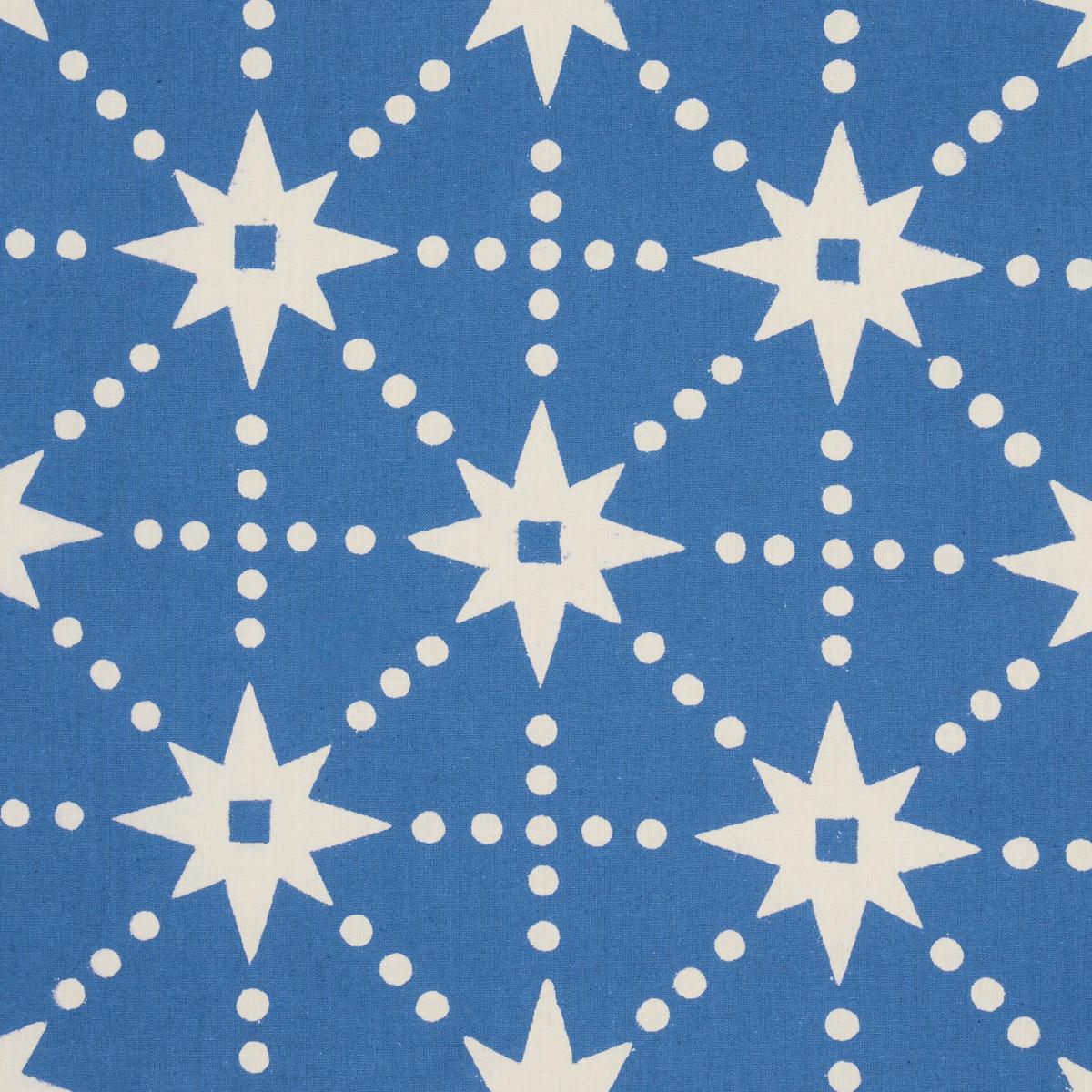 Stars Hand Block Print - Blue Fabrics | Schumacher