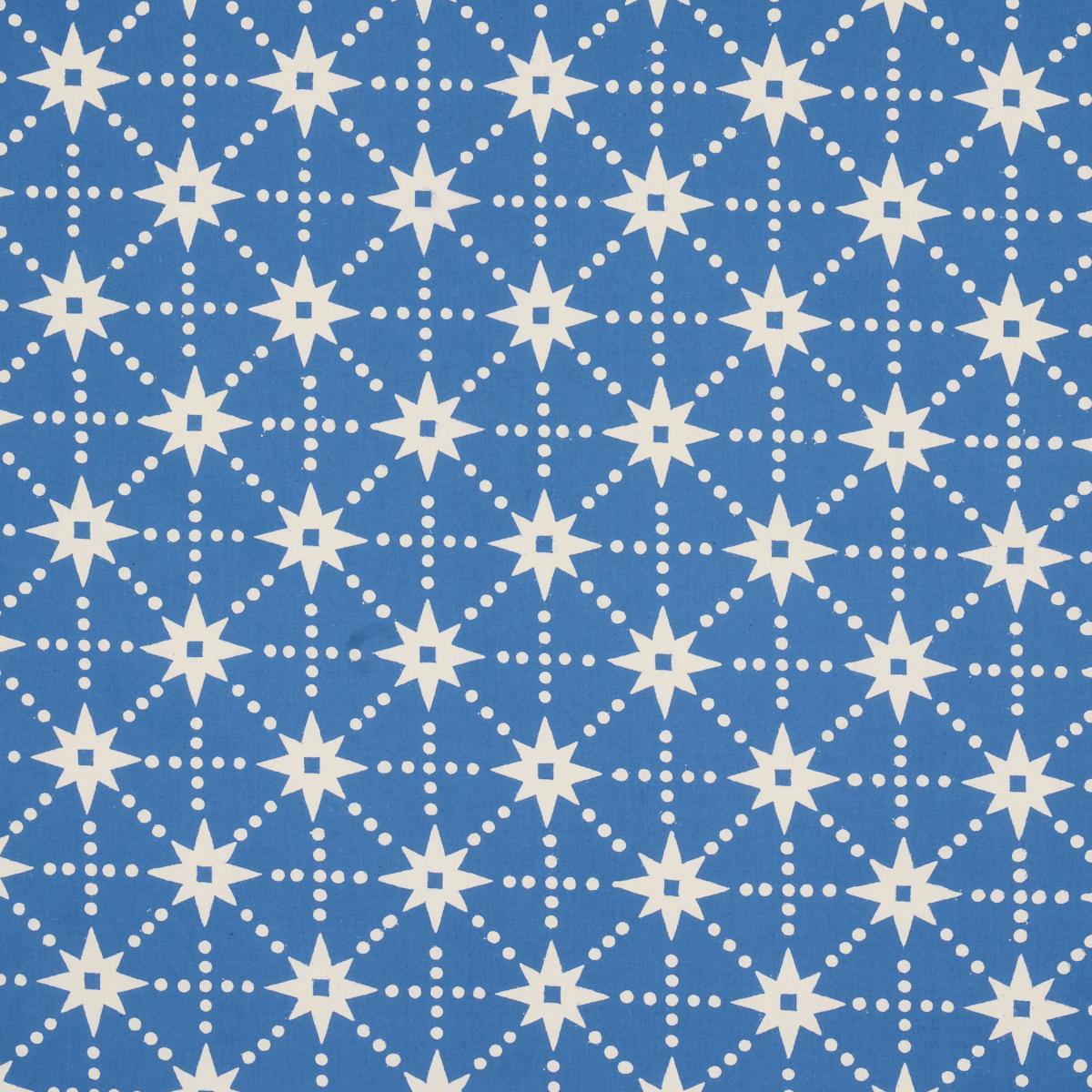 Stars Hand Block Print - Blue Fabrics | Schumacher