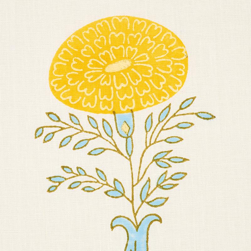 Marigold Hand Block Print - Yellow Fabrics | Schumacher