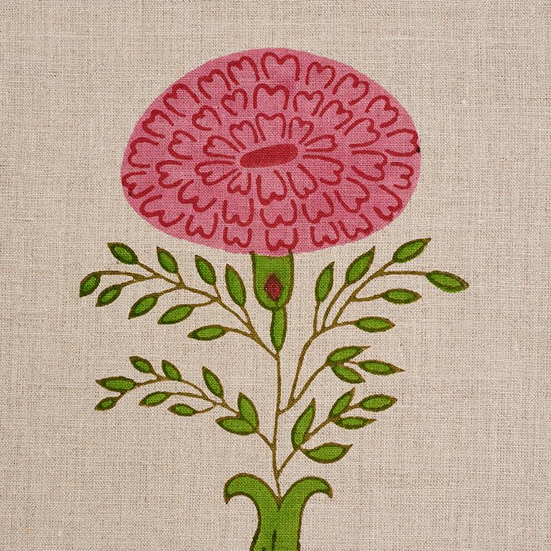 Marigold Hand Block Print - Pink Fabrics | Schumacher