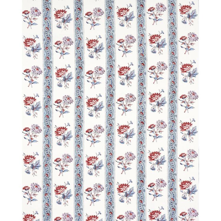 Ariana Floral Stripe - Pearlware Blue Fabrics | Schumacher