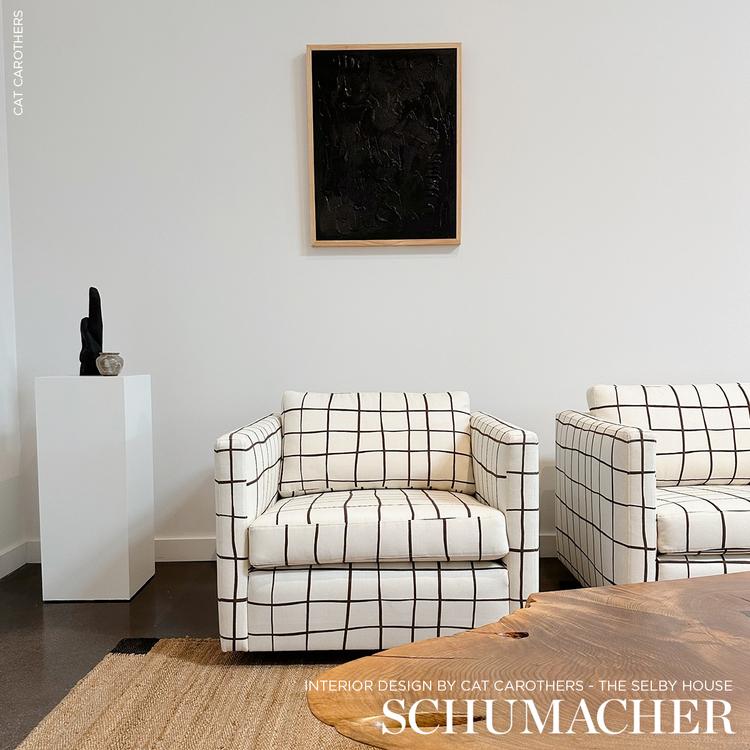 Painterly Windowpane - Black Fabrics | Schumacher