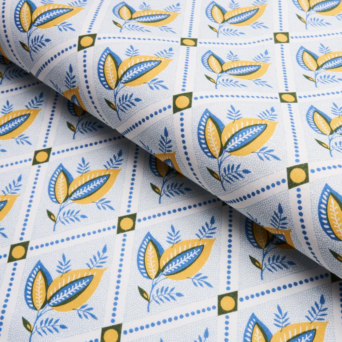 Basile Trellis - Yellow & Blue Fabrics | Schumacher