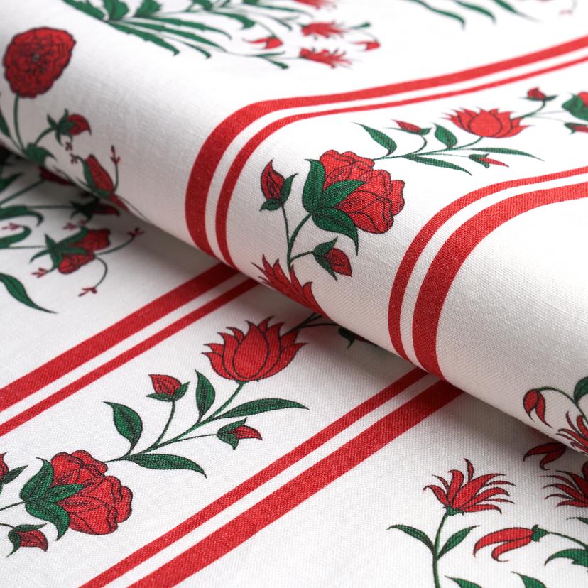 Royal Poppy Stripe - Red Fabrics | Schumacher