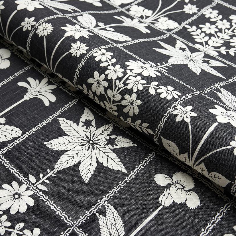Georgia Wildflowers - Black Fabrics | Schumacher