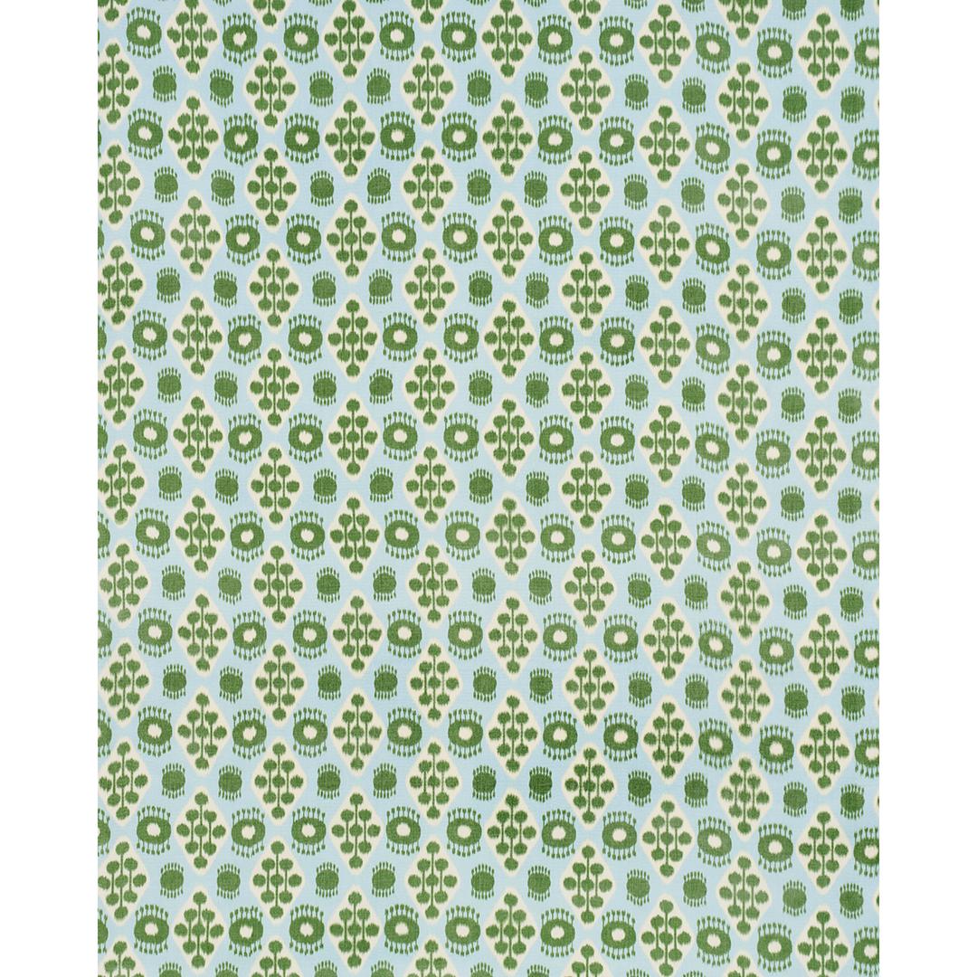 Hamilton Ikat - Blue And Leaf Fabrics | Schumacher