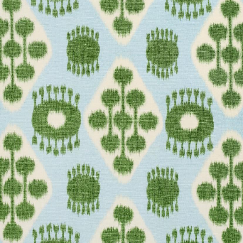 Hamilton Ikat - Blue And Leaf Fabrics | Schumacher