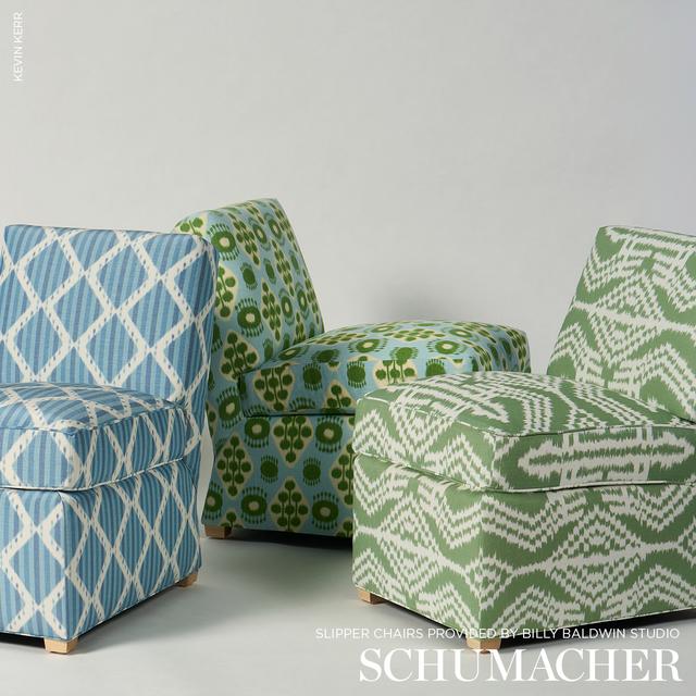 Hamilton Ikat - Blue And Leaf Fabrics | Schumacher