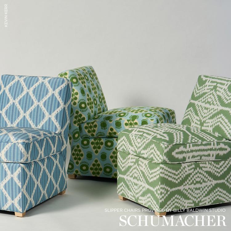 Hamilton Ikat - Blue And Leaf Fabrics | Schumacher