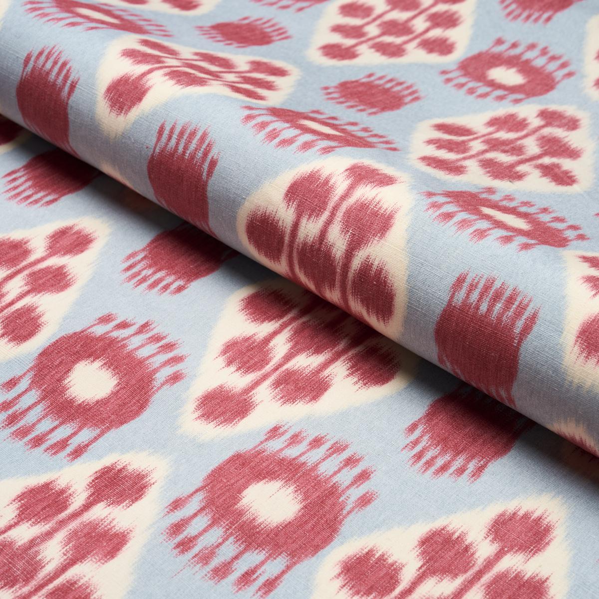 Hamilton Ikat - Sky And Cherry Fabrics | Schumacher