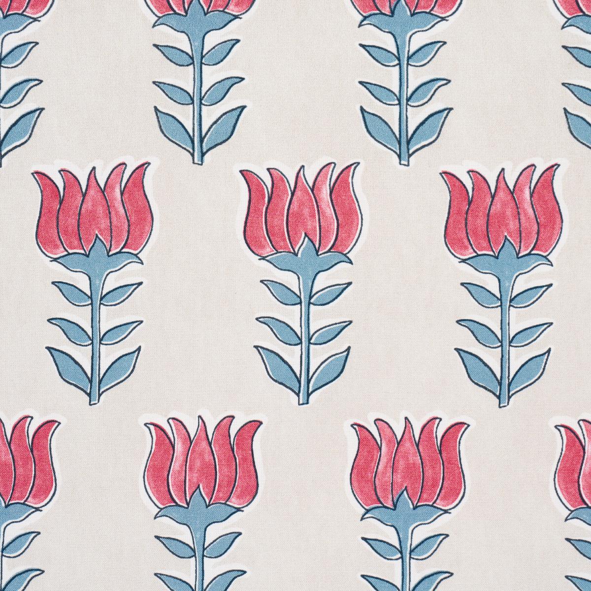 Mia Tulip - Delft & Crimson Fabrics | Schumacher