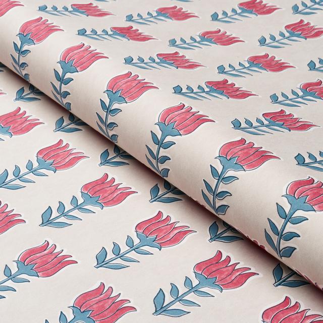 Mia Tulip - Delft & Crimson Fabrics | Schumacher