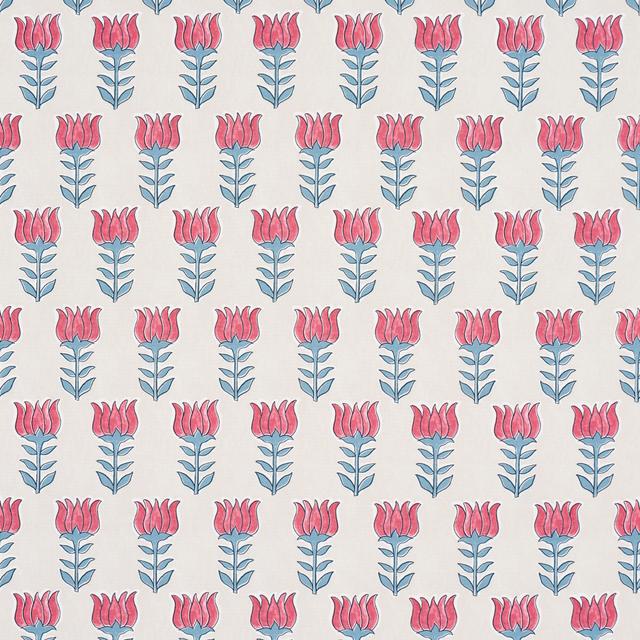 Mia Tulip - Delft & Crimson Fabrics | Schumacher