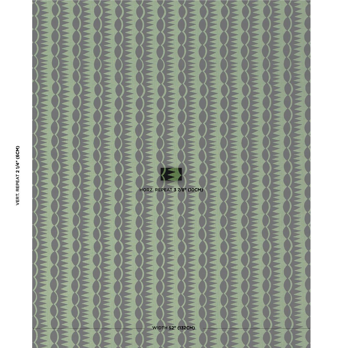 Dagger Stripe - Black On Green Fabrics | Schumacher