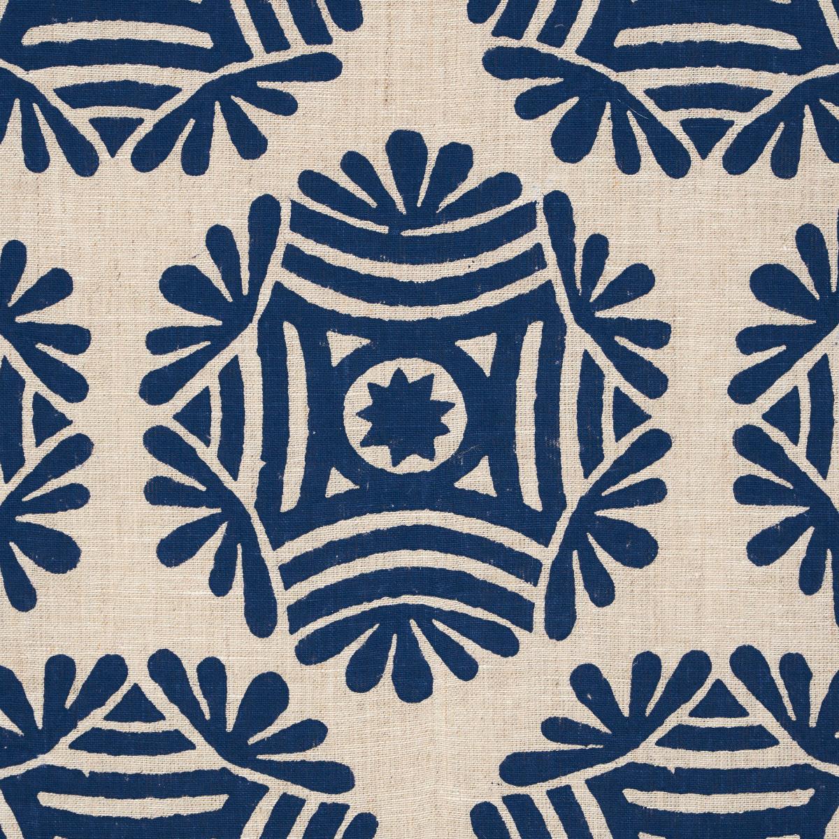 Gilded Star Block Print - Navy On Natural Fabrics | Schumacher