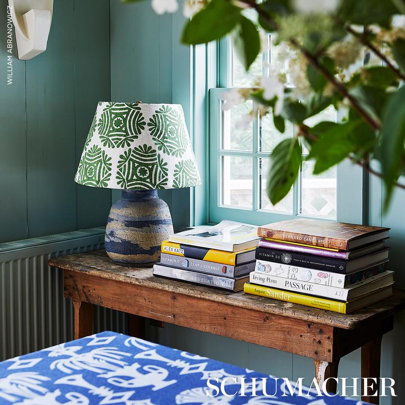 Gilded Star Block Print - Green Fabrics | Schumacher