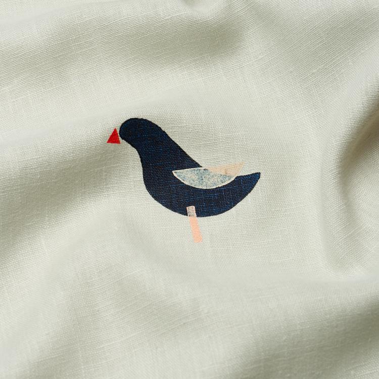 Birds Hand Block Print - Black On Natural Fabrics | Schumacher