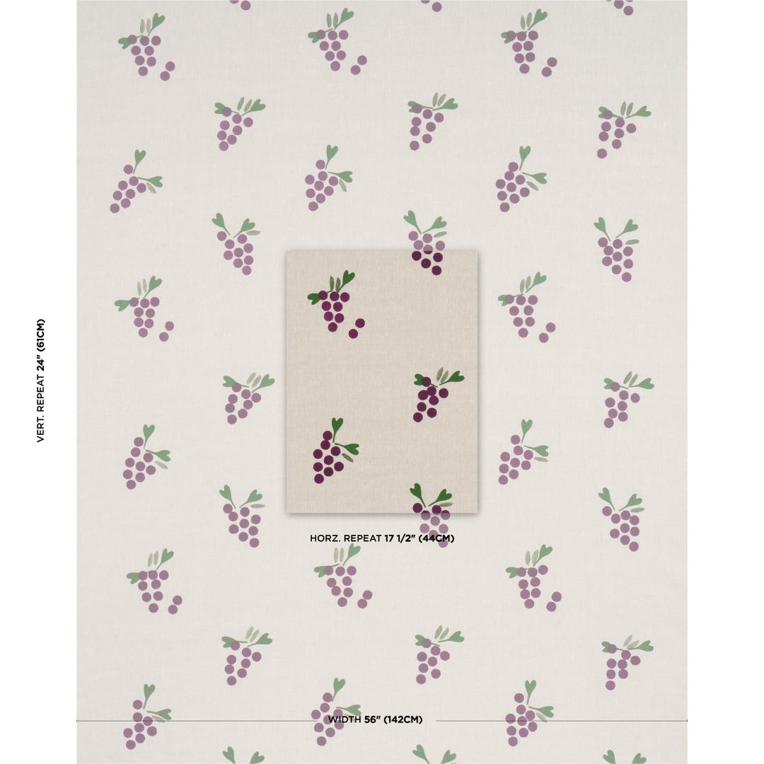 Grapes Hand Block Print - Purple On Natural Fabrics | Schumacher