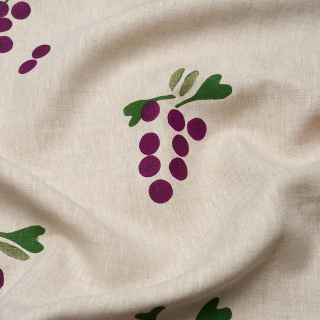 Grapes Hand Block Print - Purple On Natural Fabrics | Schumacher