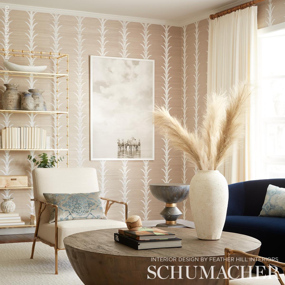 Acanthus Stripe Sisal - Fog & Chalk Wallpapers | Schumacher