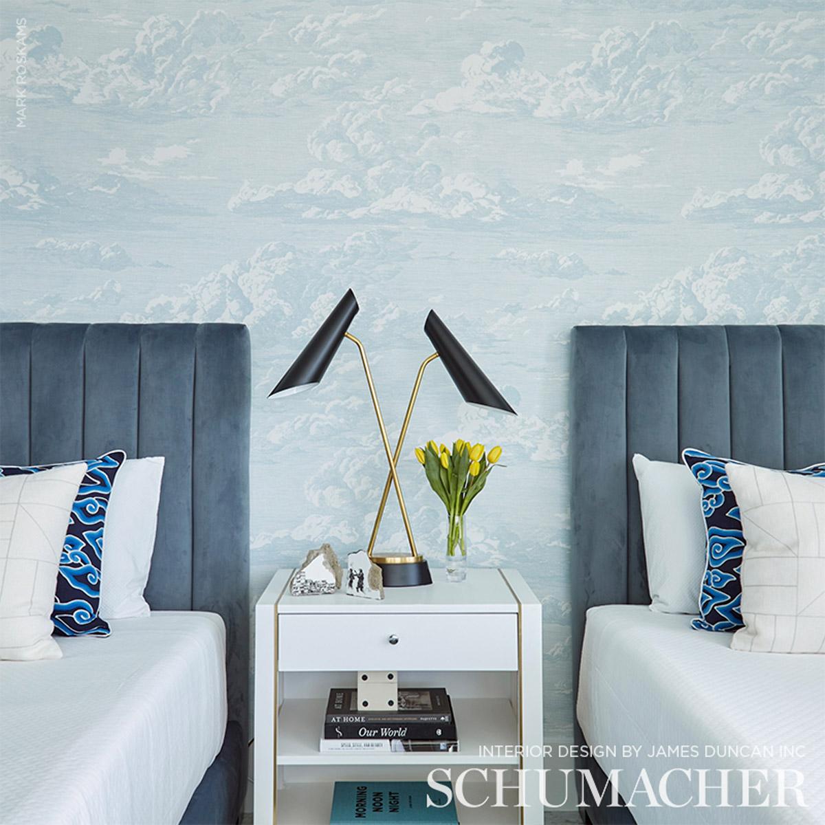 Cloud Toile - Mineral Wallpapers | Schumacher