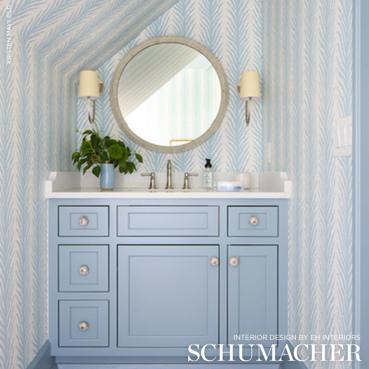 Creeping Fern - Slumber Blue Wallpapers | Schumacher