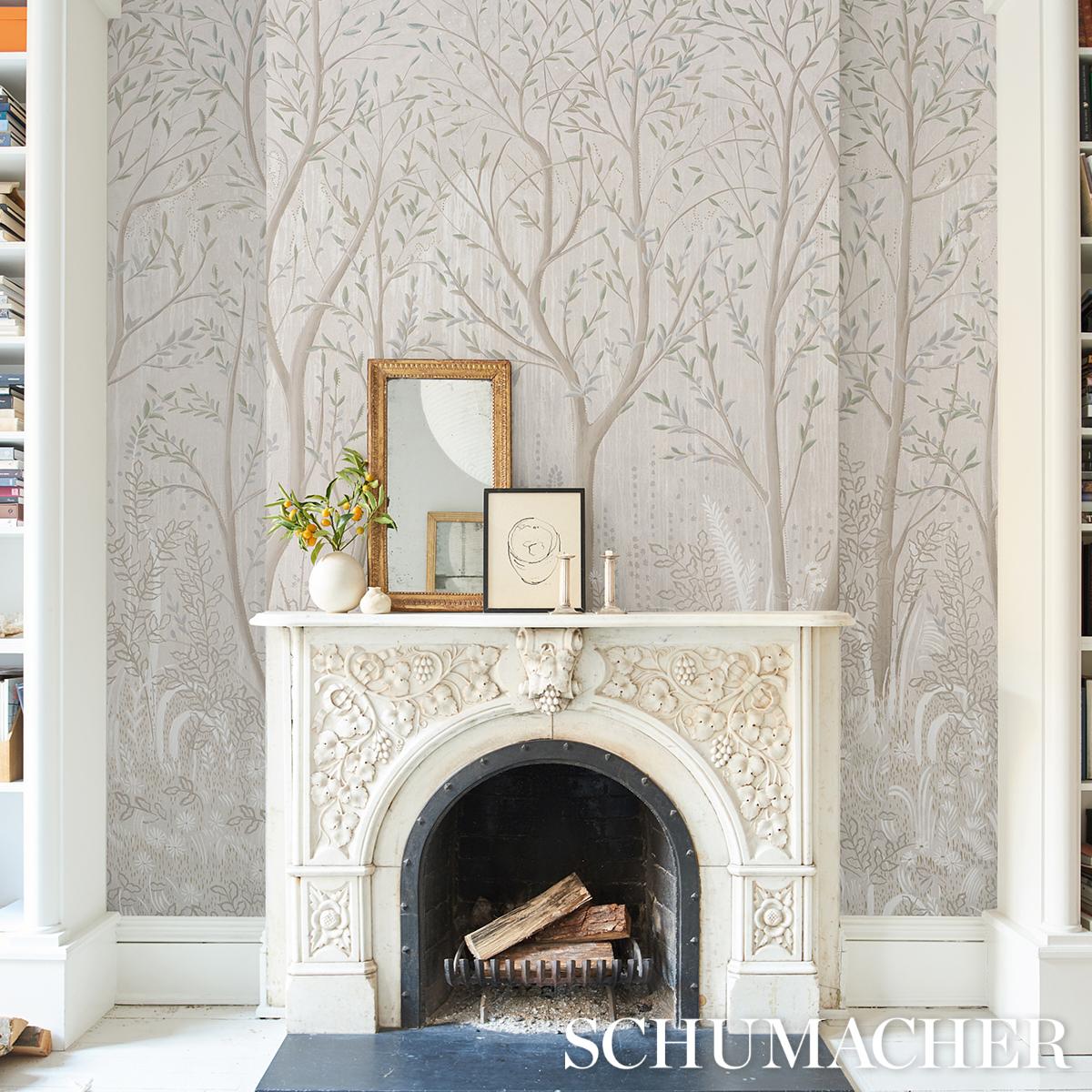 Brindille Golden Accented Panel Set - Alabaster Wallpapers | Schumacher