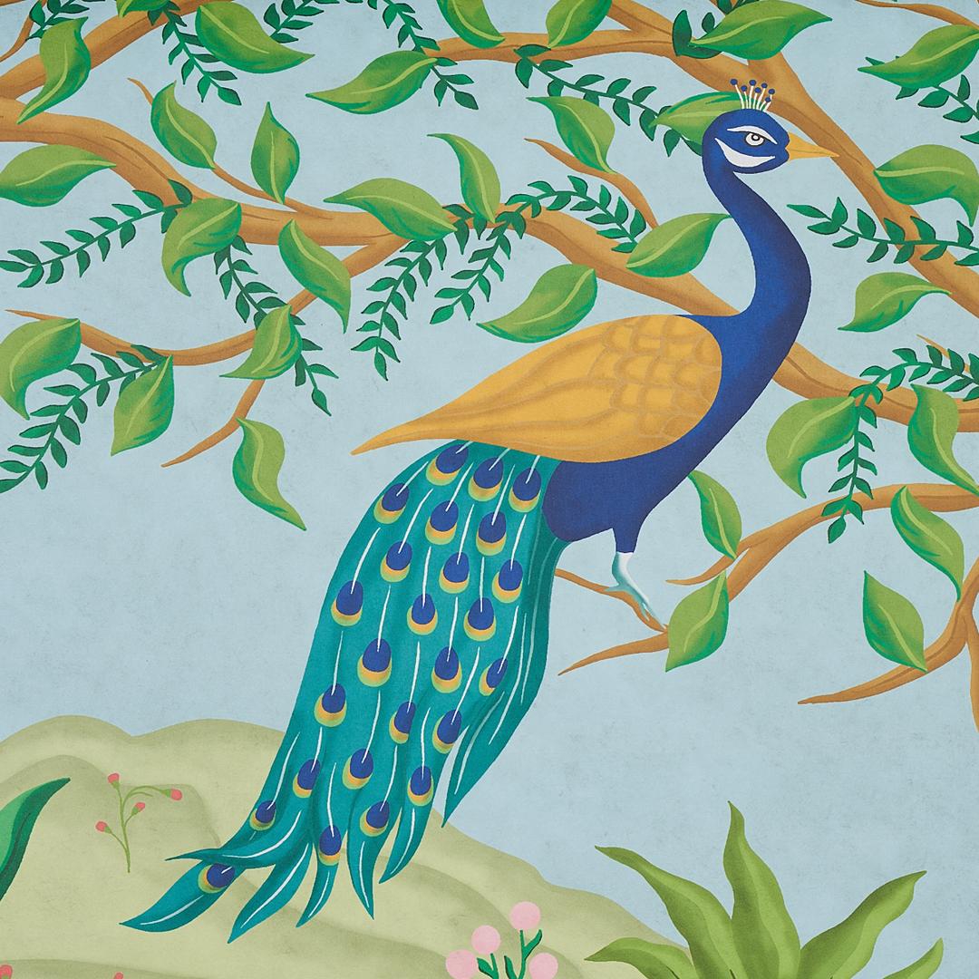 Finches Jungle Panel Set - Verdant Wallpapers | Schumacher