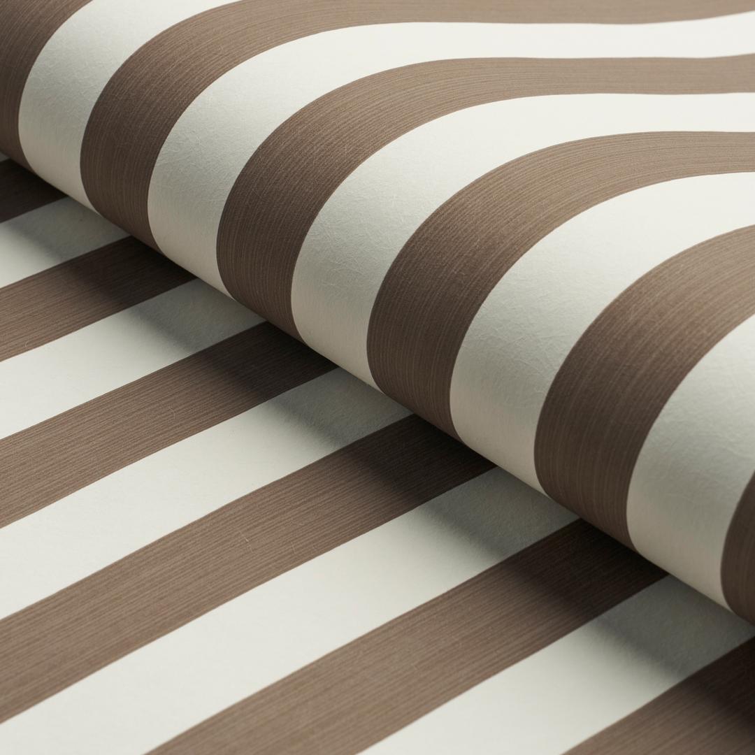 Edwin Stripe Medium - Mocha Wallpapers | Schumacher