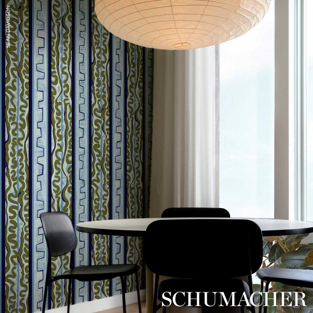 Night At The Opera - Deep Blue & Olive Wallpapers | Schumacher