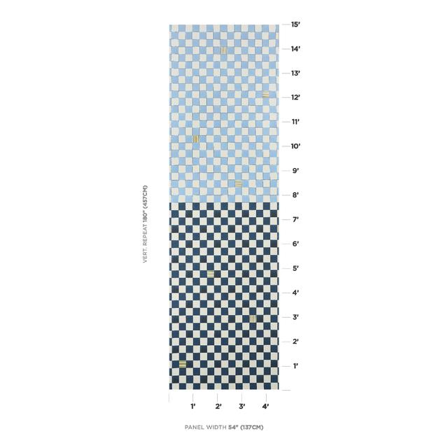 Gambit Panel - Sky & Deep Navy Wallpapers | Schumacher