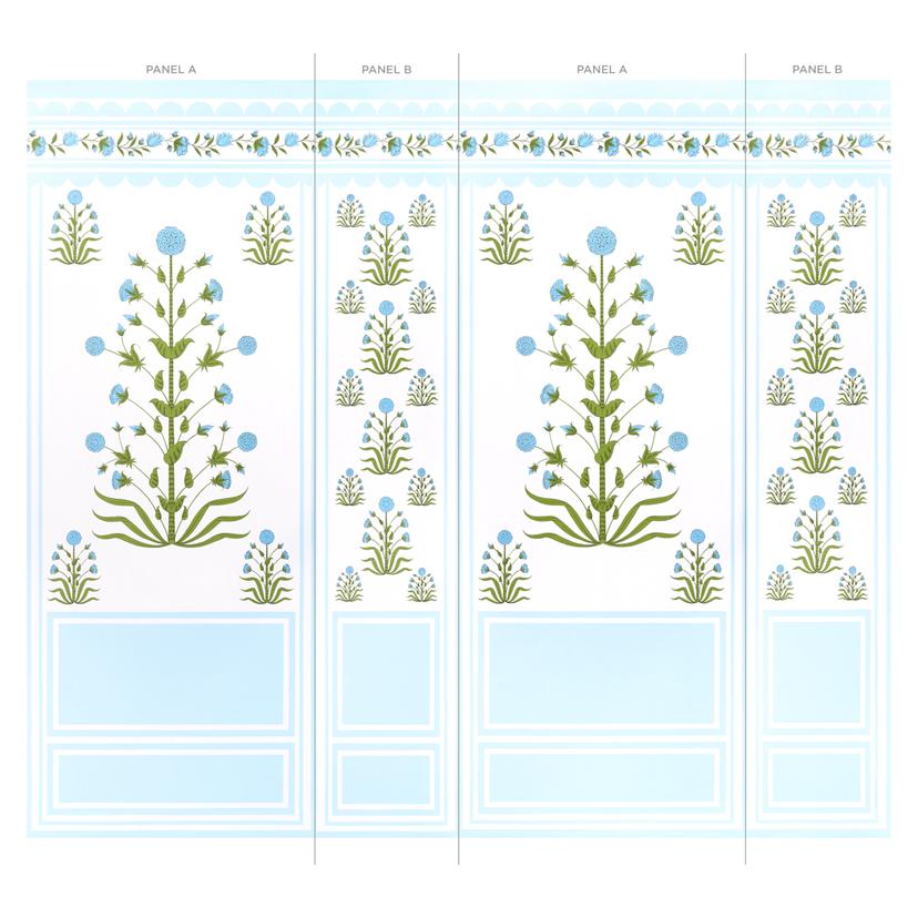 Royal Poppy Panel A - Blue Wallpapers | Schumacher