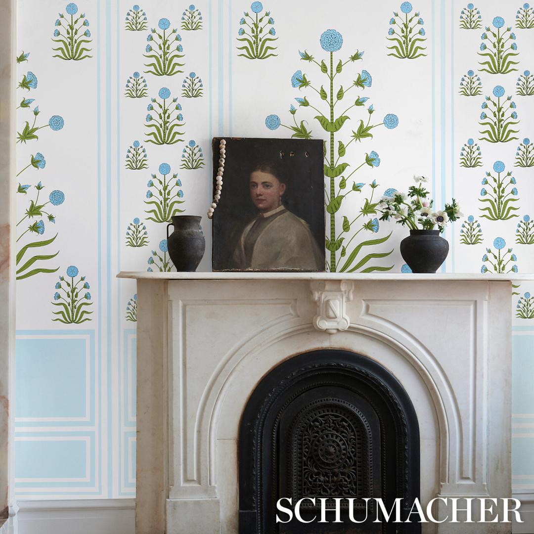 Royal Poppy Panel A - Blue Wallpapers | Schumacher