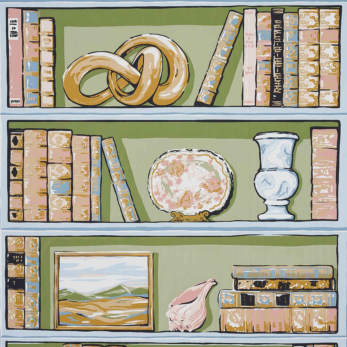 Natalie’s Library - Celadon Wallpapers | Schumacher