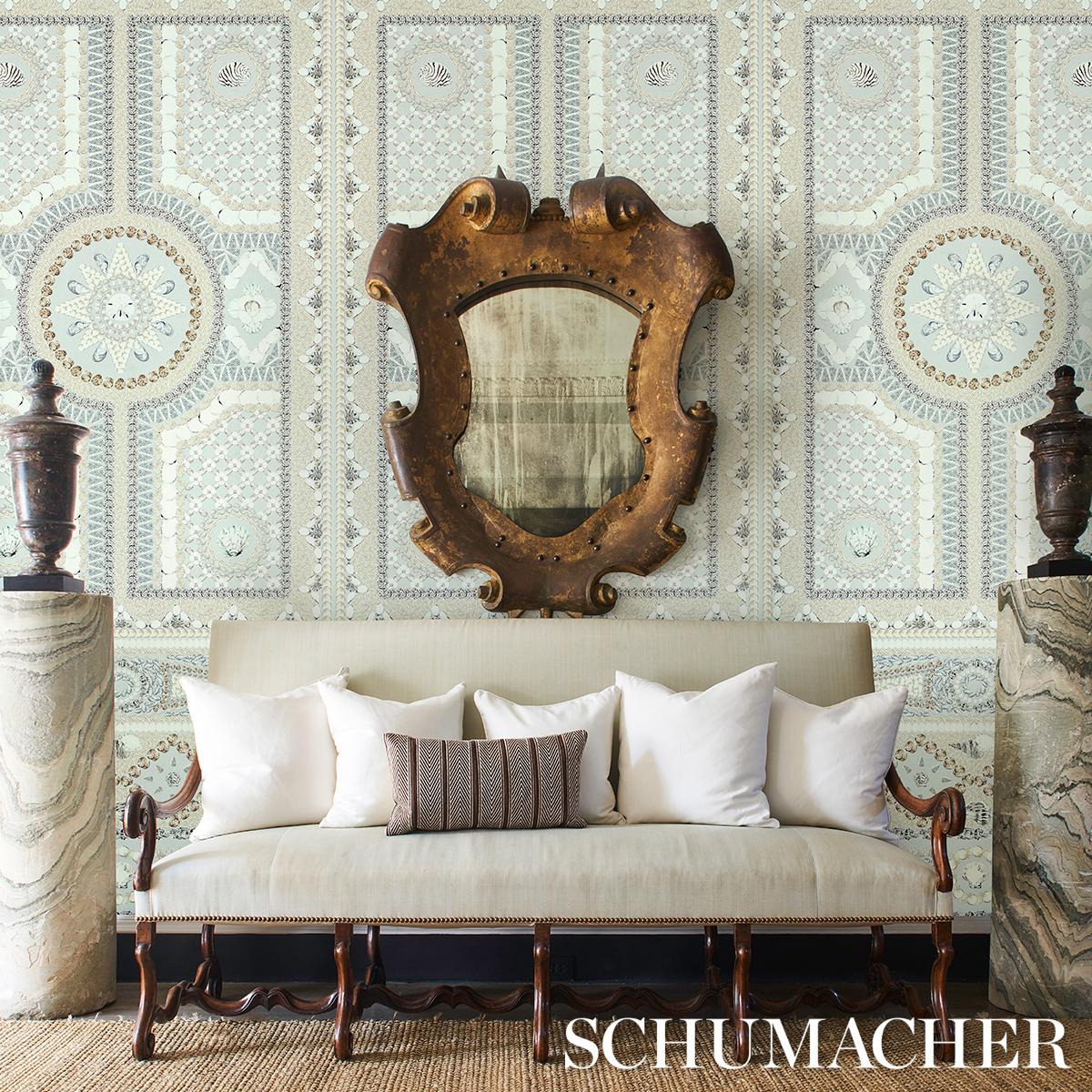 Shell Grotto Panel A - Seafoam Wallpapers | Schumacher