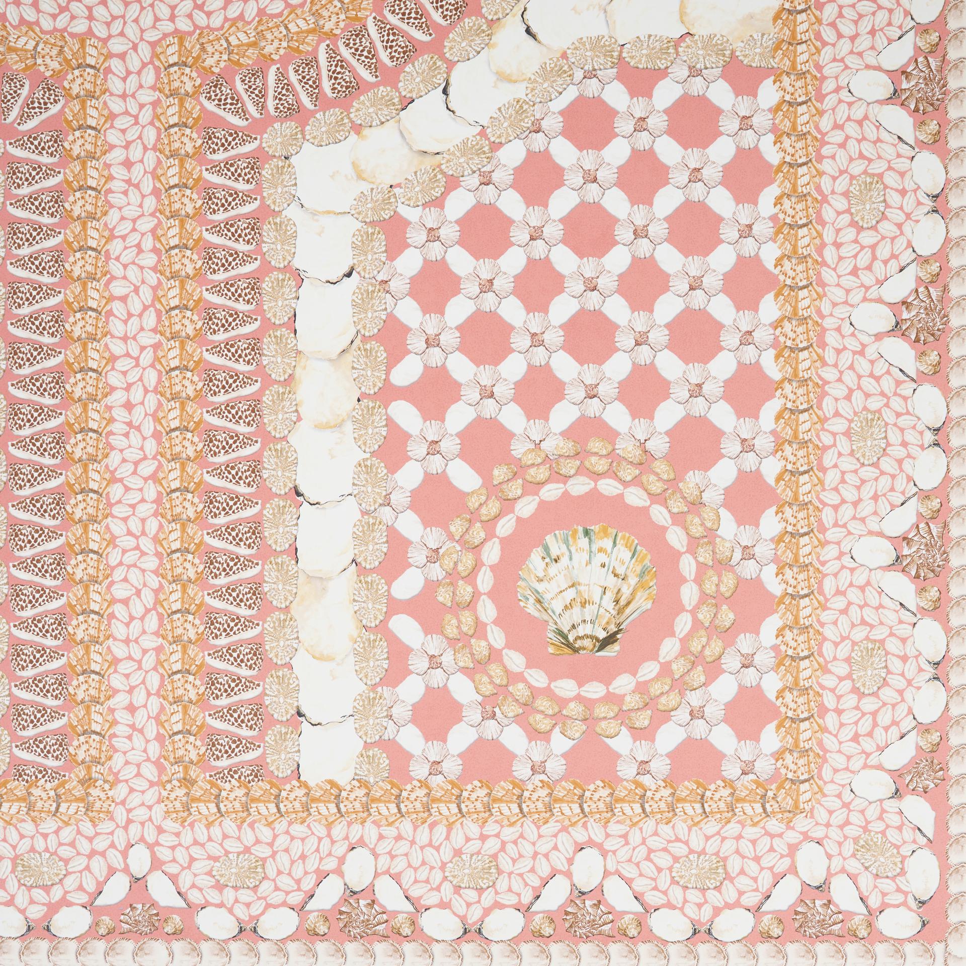 Shell Grotto Panel A - Coral Wallpapers | Schumacher
