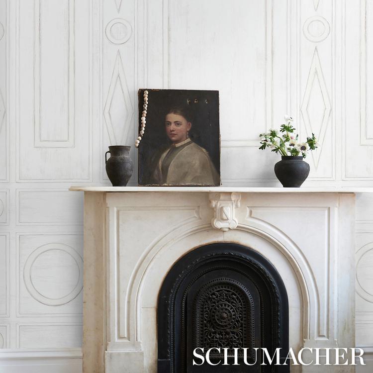 Swedish Manor Panel B - White Wallpapers | Schumacher