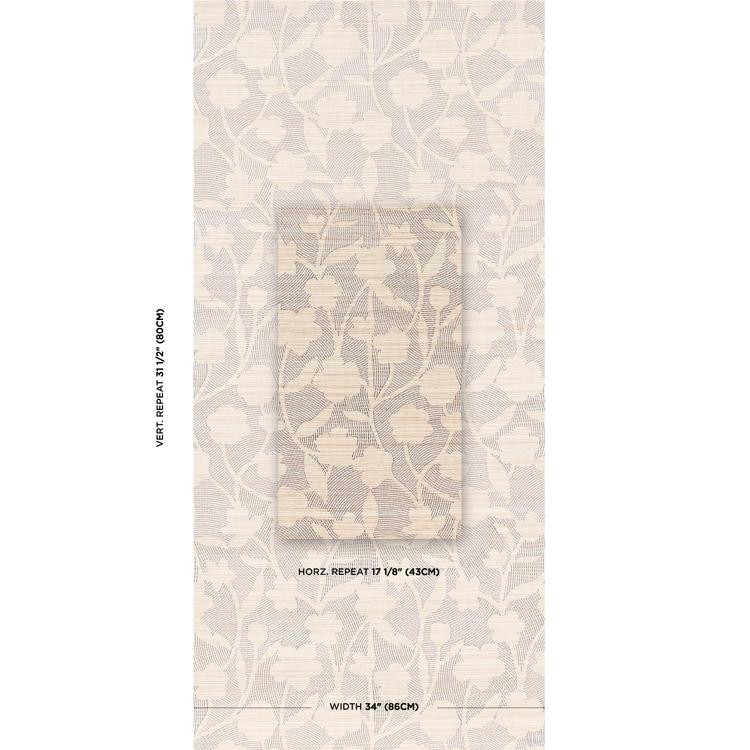 Kantha Embroidered Flower Sisal - Carbon Wallpapers | Schumacher