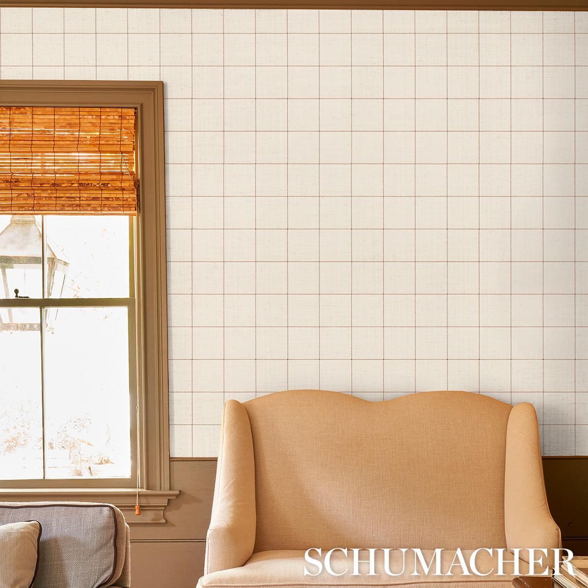 Windowpane Embroidered Sisal - Java Wallpapers | Schumacher