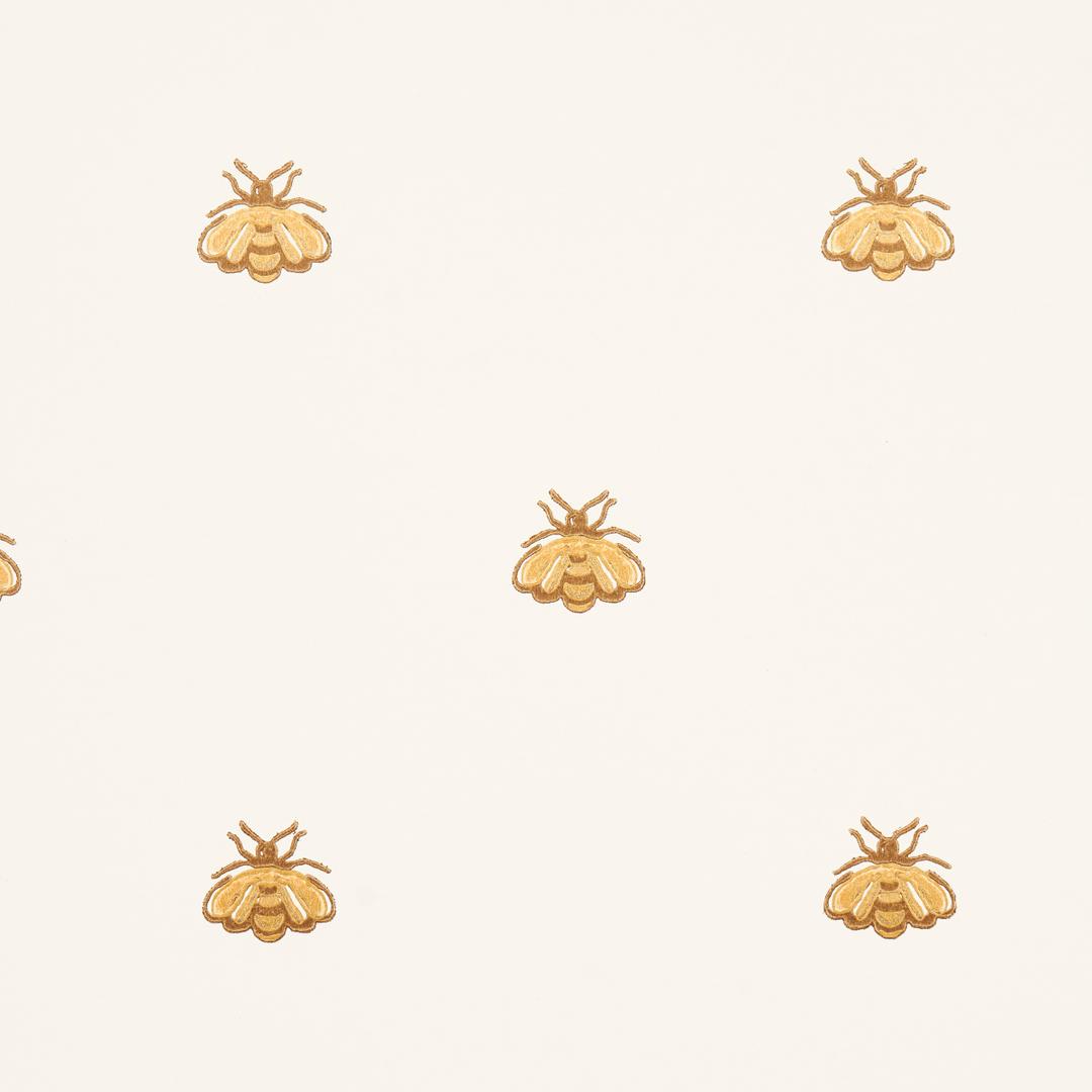 Hubert's Bees - White & Gold Wallpapers | Schumacher