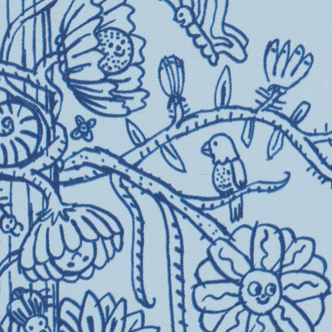 Edward Steed's Towers Of Flowers - Sky Blue & Navy Wallpapers | Schumacher