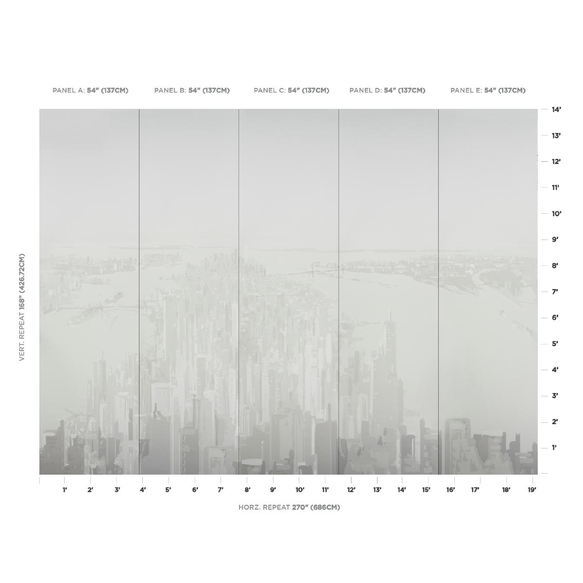 Pascal Campion's New York Skyline - Soft Gray Wallpapers | Schumacher