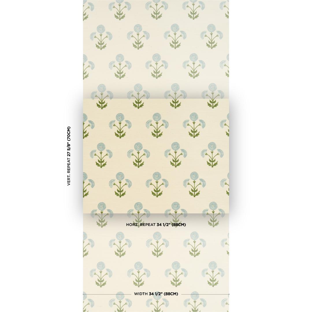 Saranda Flower Sisal - Sky Wallpapers | Schumacher