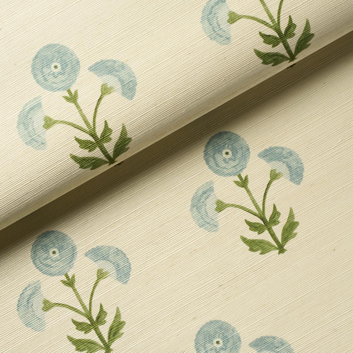 Saranda Flower Sisal - Sky Wallpapers | Schumacher