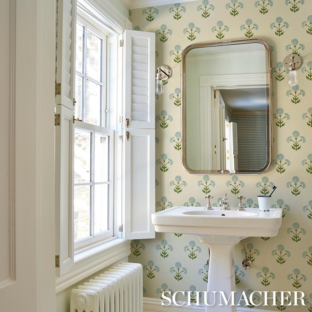 Saranda Flower Sisal - Sky Wallpapers | Schumacher