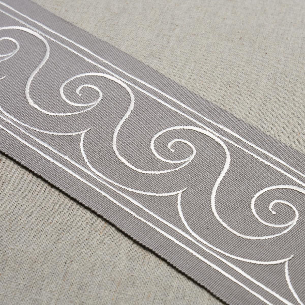 Greek Waves Trim - White On Grey Trims | Schumacher