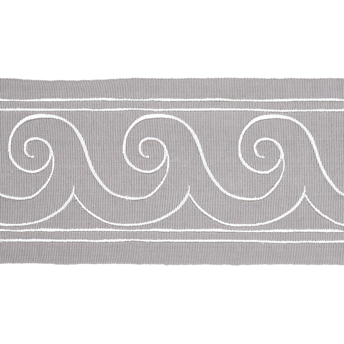 Greek Waves Trim - White On Grey Trims | Schumacher